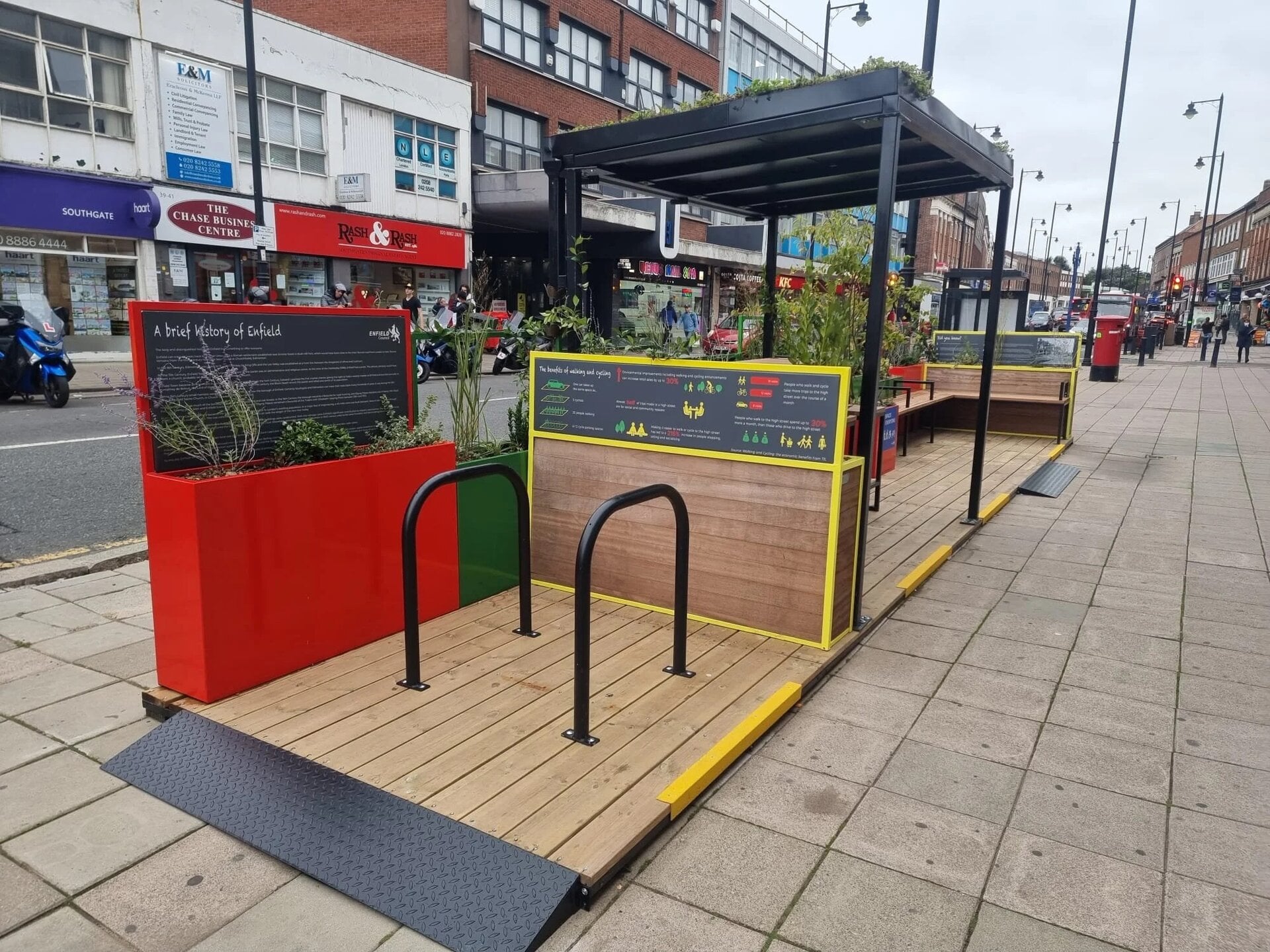 UK’s First Solar Powered Green Roof Parklet for Enfield